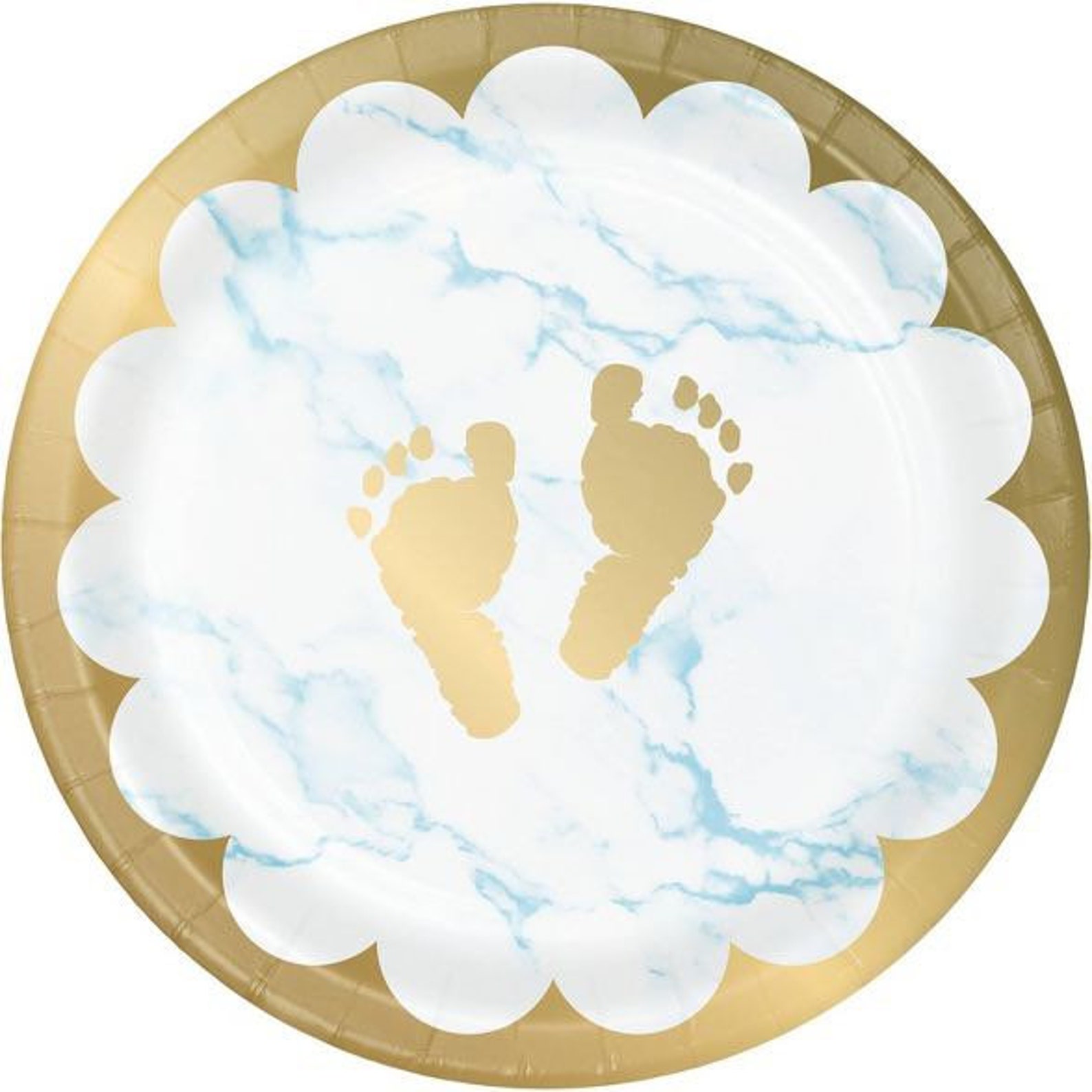 Blue Marble Baby Shower Footprints Dessert Plates 7 Baby - Etsy