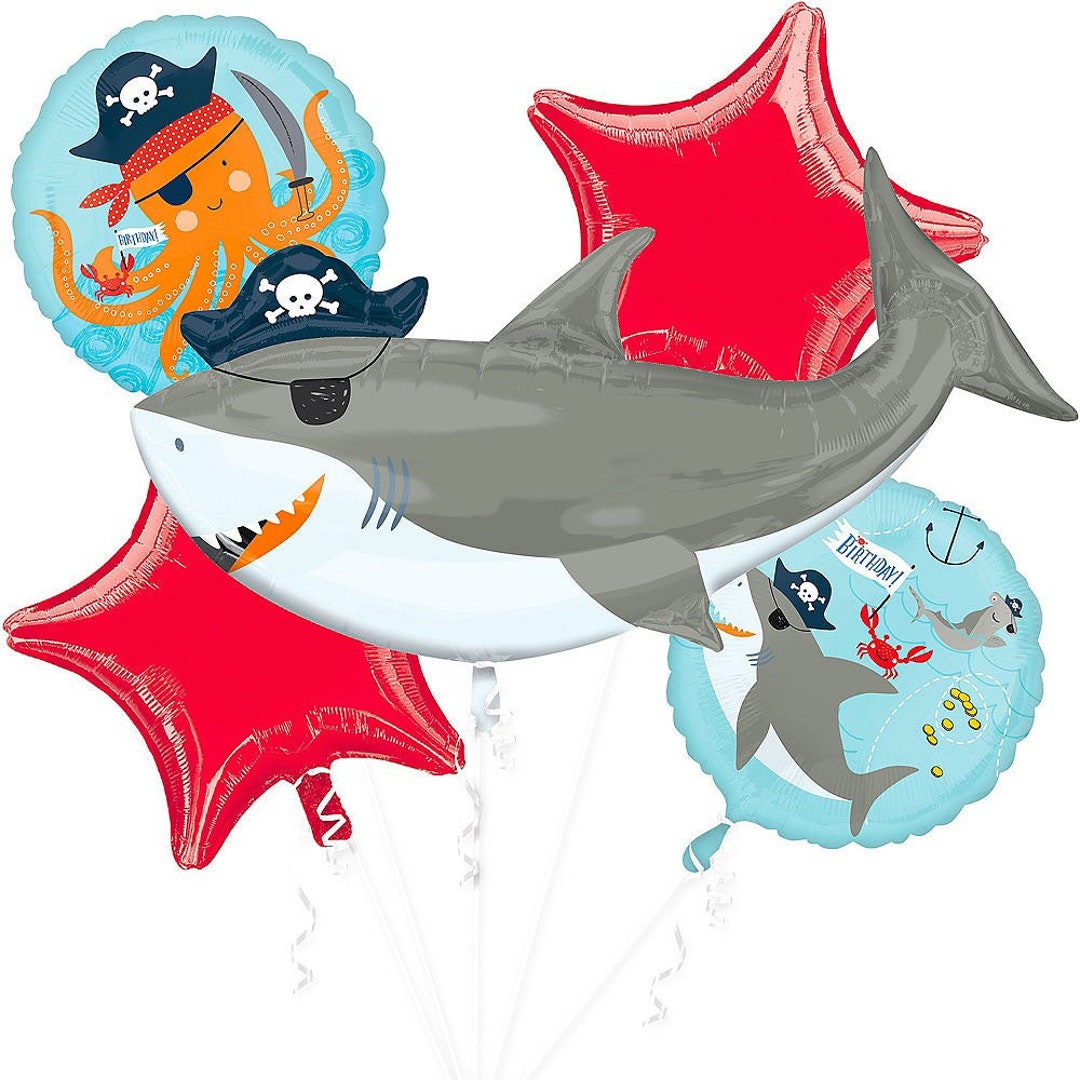 Ahoy Birthday Balloon Bouquet, Set of 5 Balloons, Super Shape Foil ...