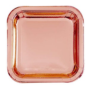 Rose Gold Foil Square 9" Plates, Set of 8 Plates, Rose Gold Tableware ...