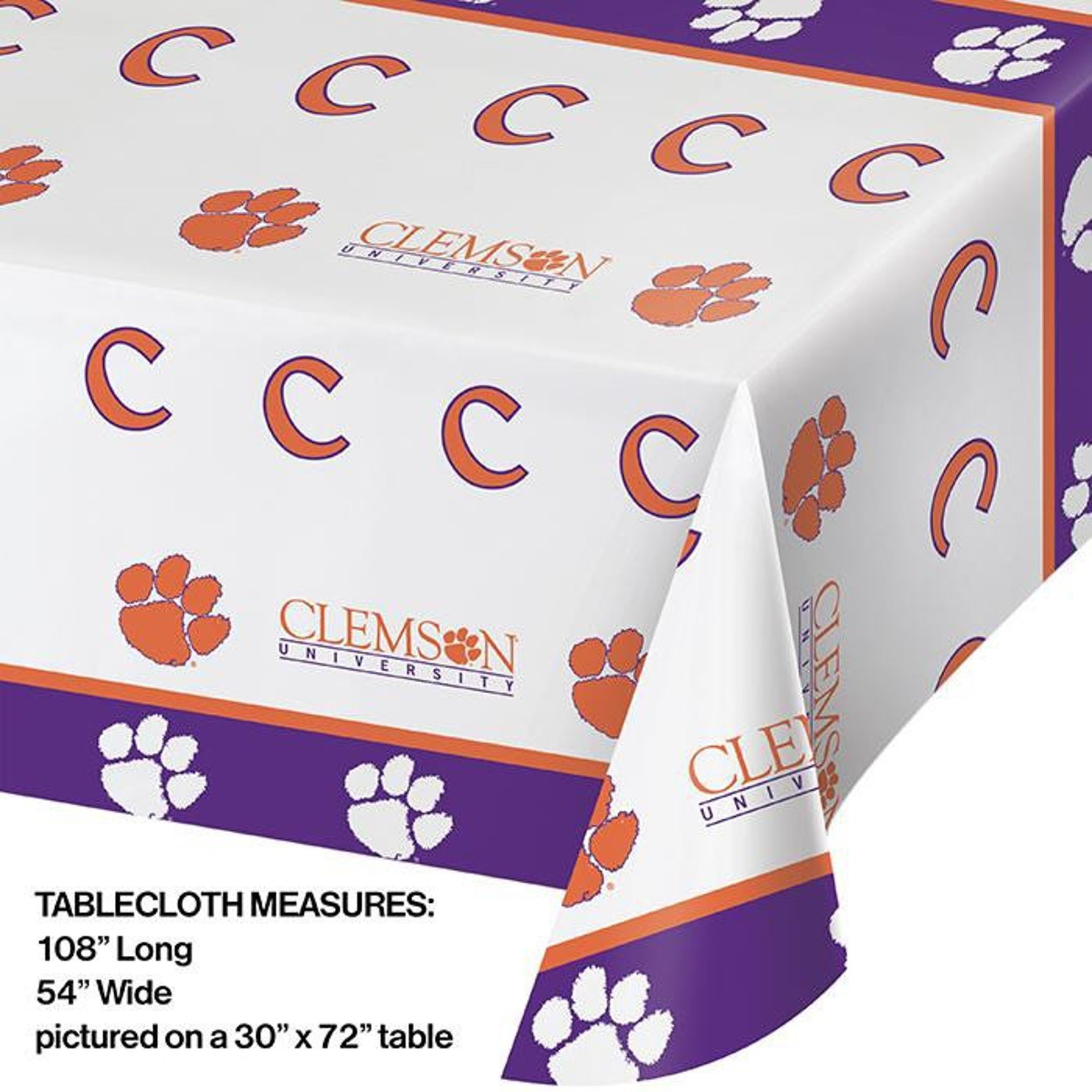 Clemson University Plastic Tablecloth 54x108 1 Count - Etsy