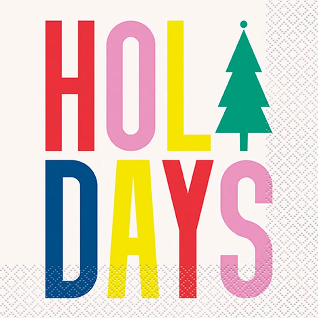 CLOSEOUT!! 50% OFF Happy Holidays Paper Luncheon Napkins, Vibrant ...