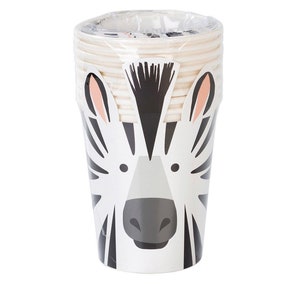 Party Animals Zebra Shaped Cups, Set of 8, Jungle Party, Safari Party ...