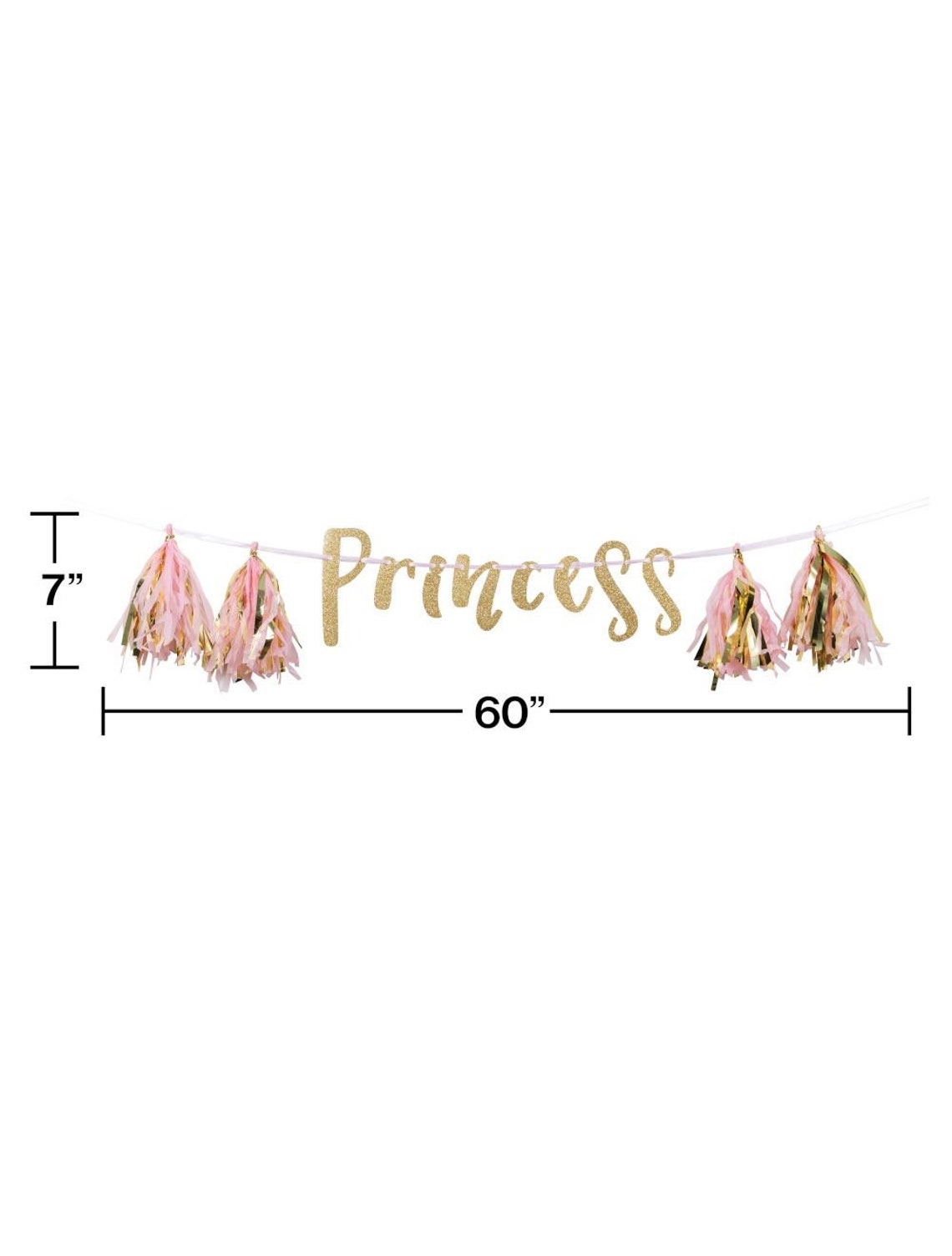 Gold Glitter Princess Banner With Pink and Gold Tassels 5 - Etsy