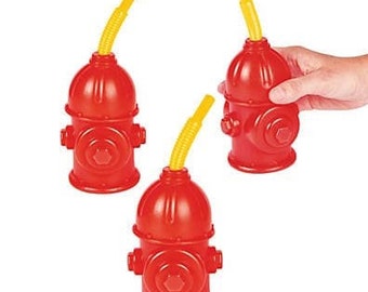 Fire Hydrant Plastic Cups With Straw Fireman Party Favors - Etsy