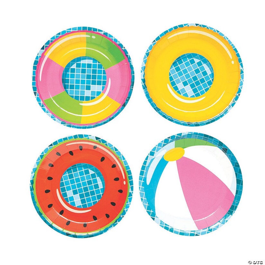 Pool Party Pool Floats 7” Dessert Plates, Set of 8, Pool Party - Etsy