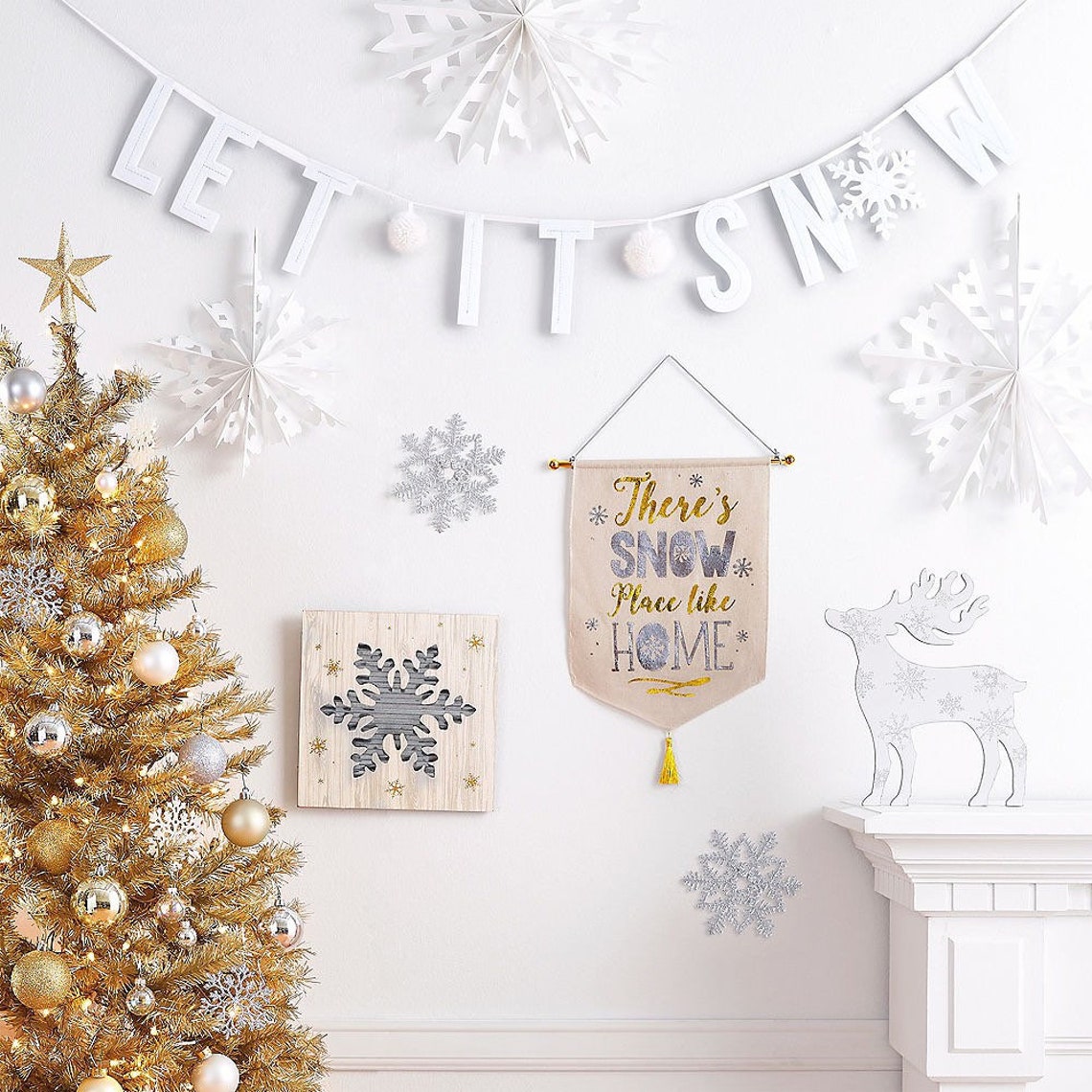 Let It Snow Felt Banner Measures 5.5 Feet Winter Wonderland - Etsy