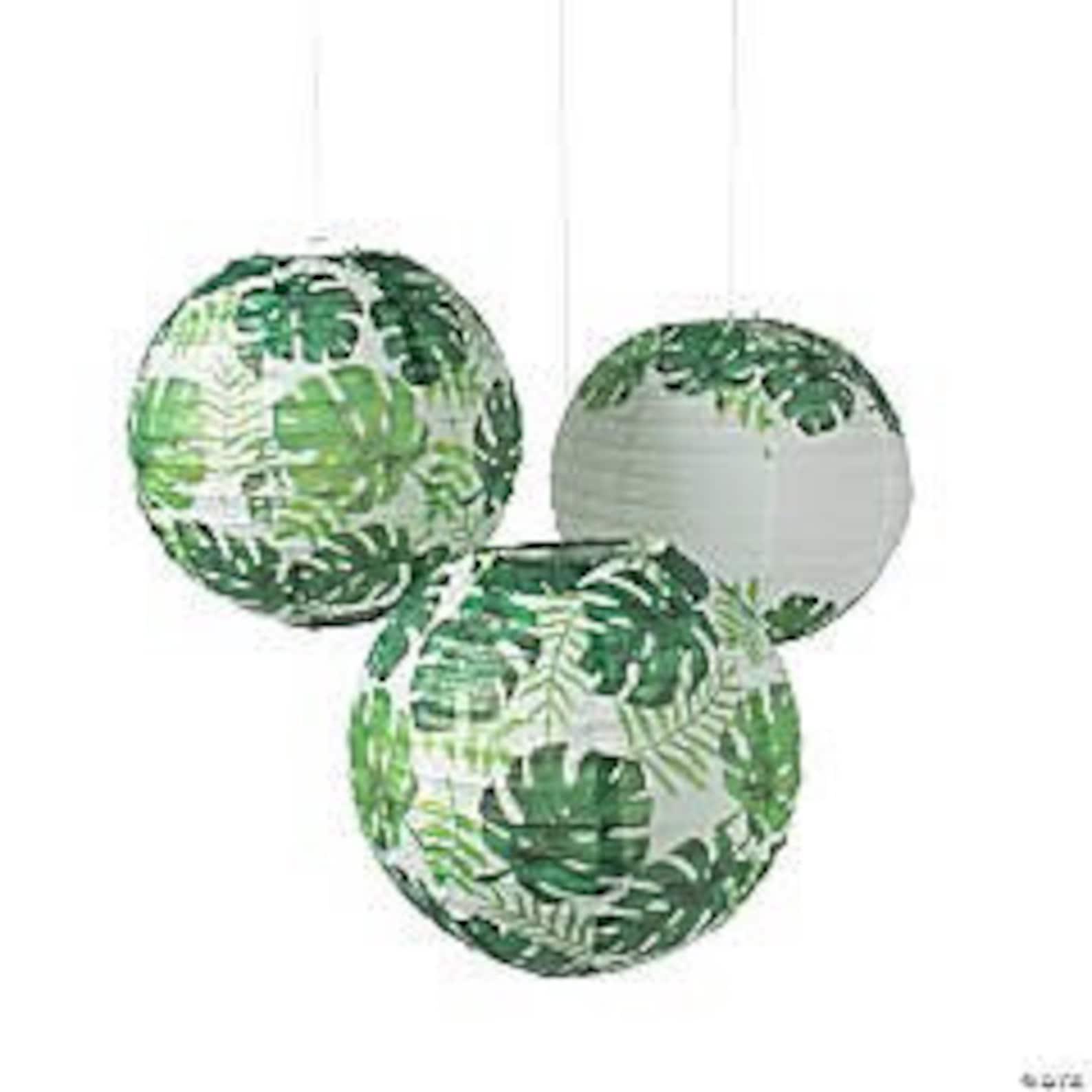 Tropical Palm Paper Hanging Lanterns, Set of 6, Beach Party, Outdoor ...