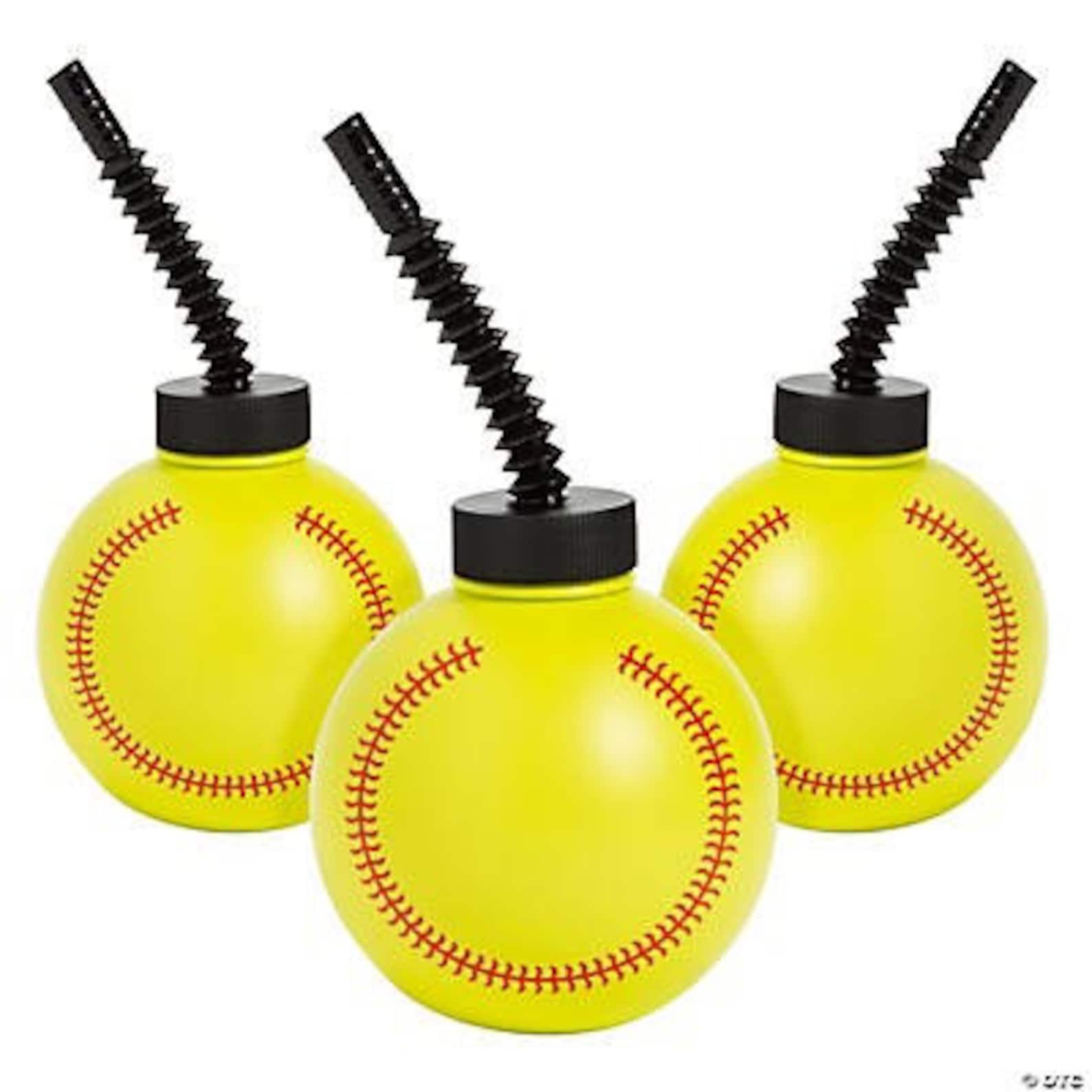 Fastpitch Softball Plastic Cup With Straw, 14 Oz., Sold Individually ...