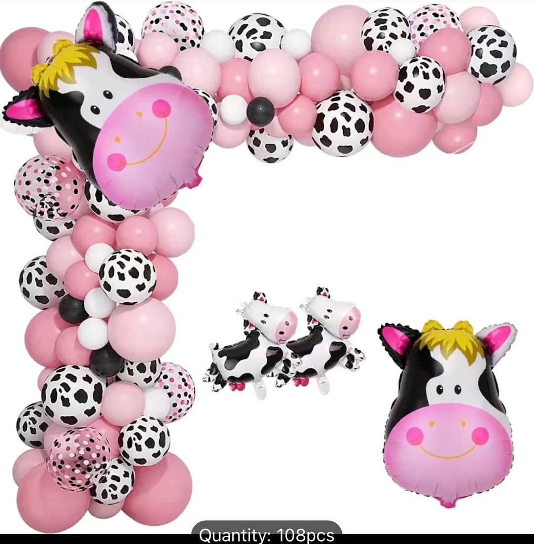 Cow Balloon Arch Kit, 108 Piece Set, Cow Birthday Party, Cow Balloon ...