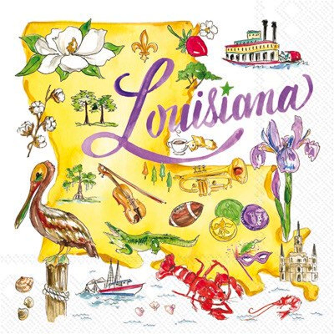 Louisiana Cocktail Napkins, Set of 20, Louisiana State Napkins - Etsy