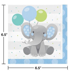 Elephant Blue Luncheon Napkins, Set of 16, Elephant Themed Party ...