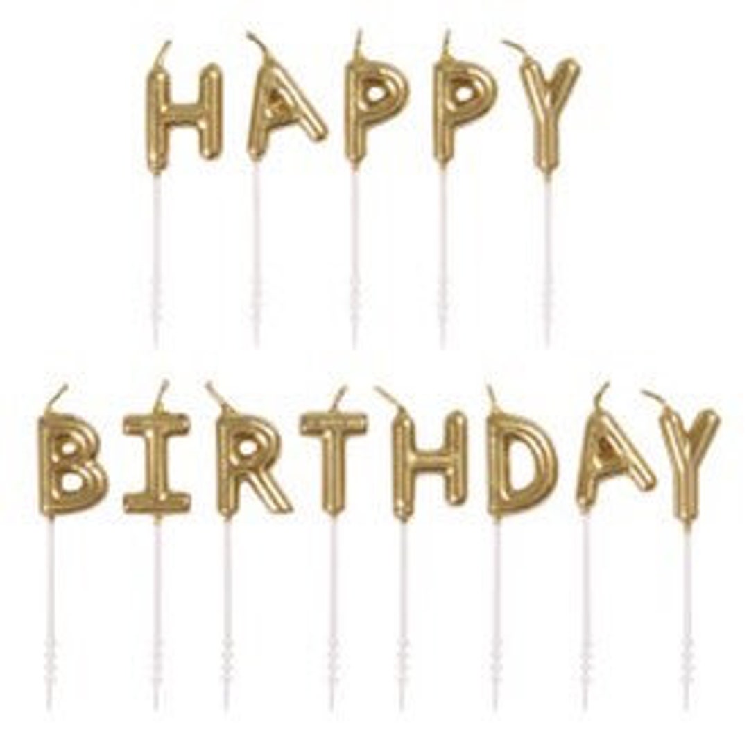 Gold Happy Birthday Letter Candles - Etsy