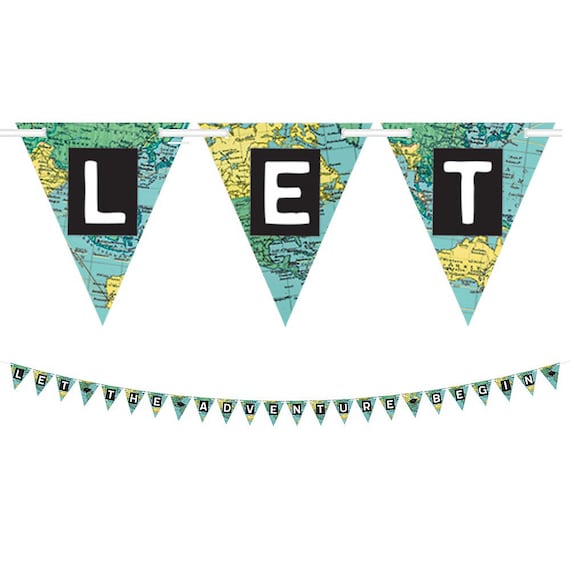 Graduation Let the Adventure Begin Map Pennant Banner 15 Feet - Etsy