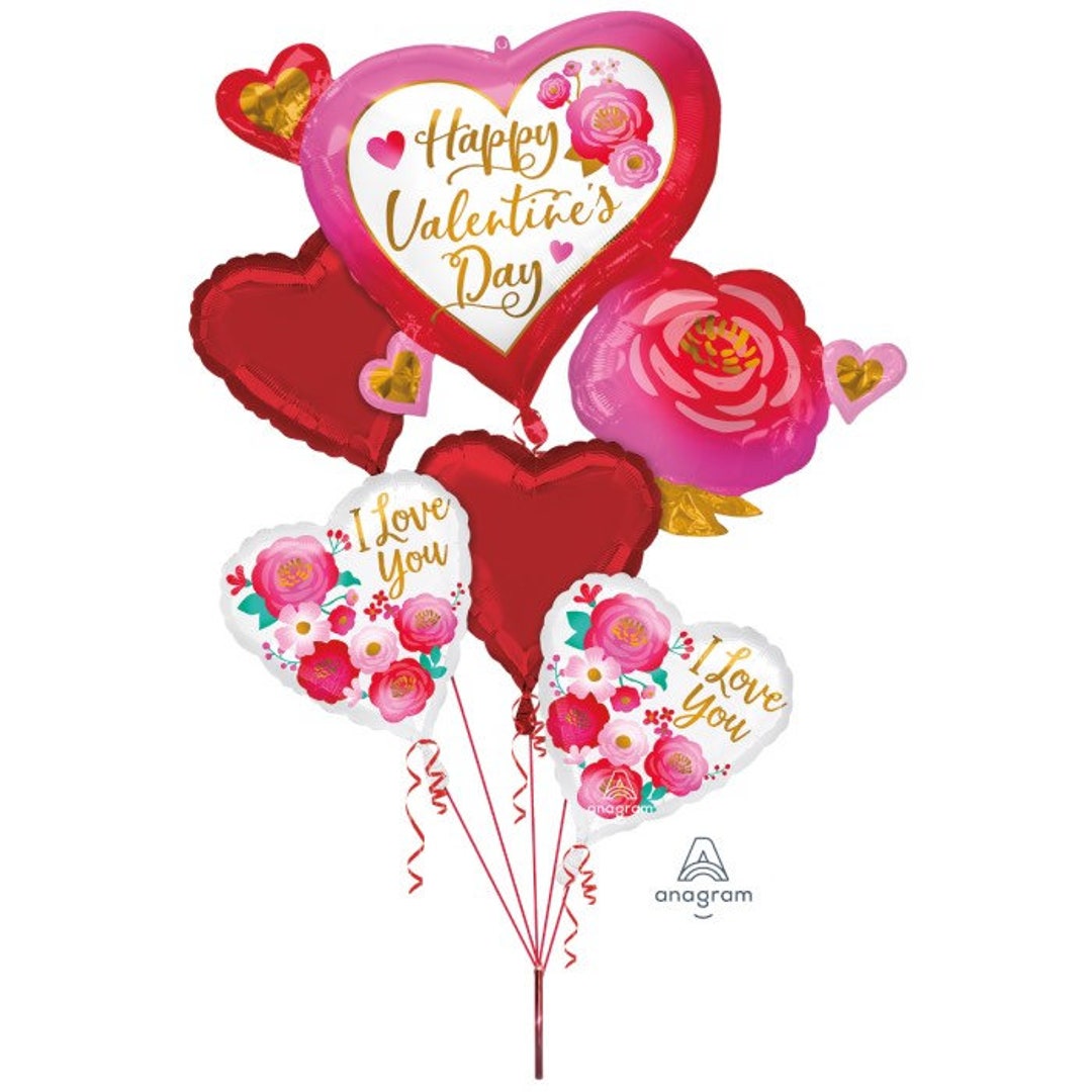 CLOSEOUT!! 50% OFF Valentine Heart and Rose Balloon Bouquet Kit, Set of ...