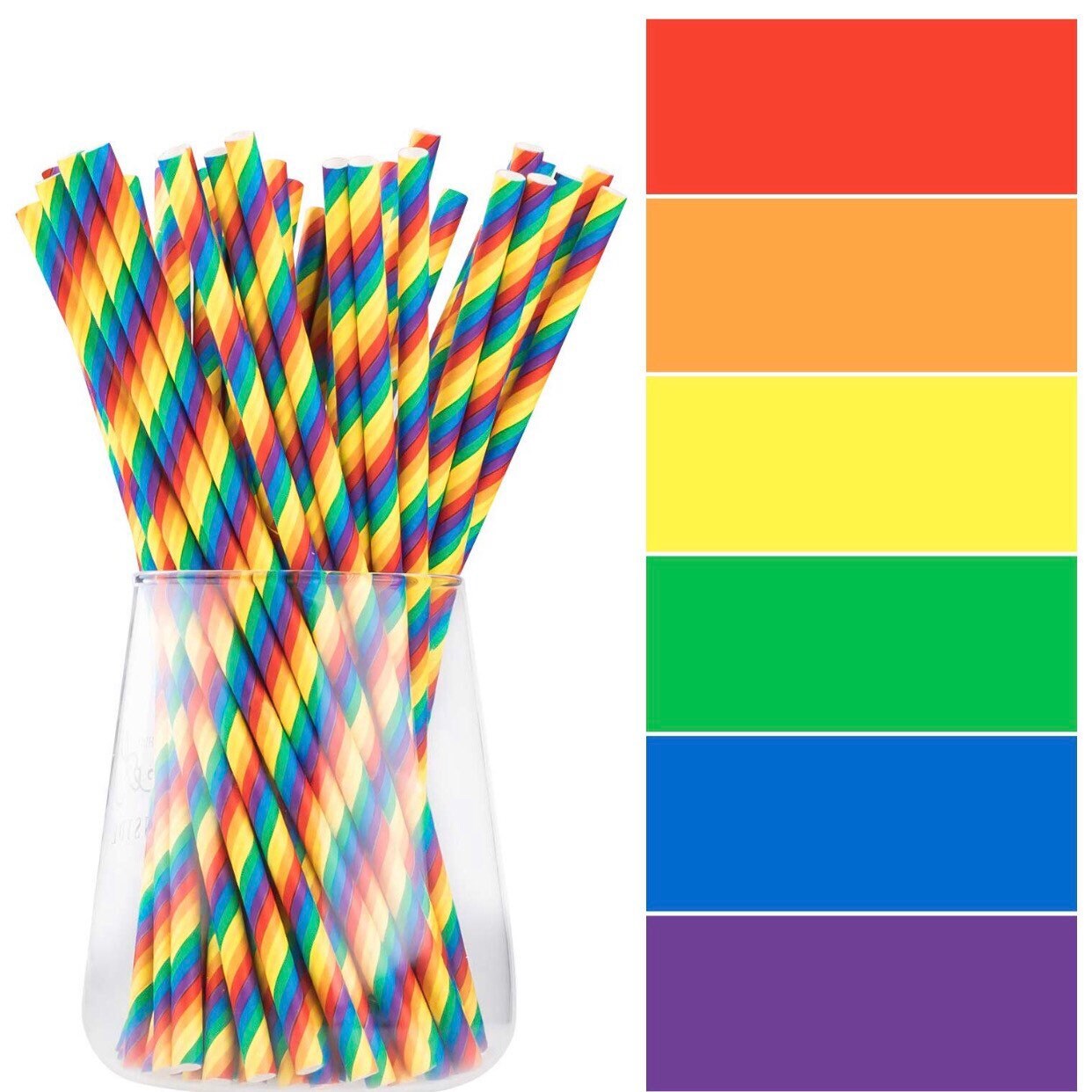 Rainbow Striped Paper Straws Rainbow Party Straws Rainbow | Etsy
