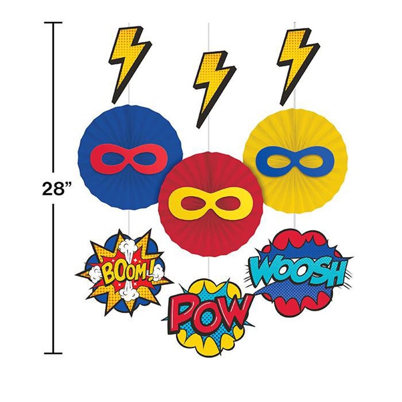 Superhero Party Hanging Decorations Set of 3 Superhero - Etsy
