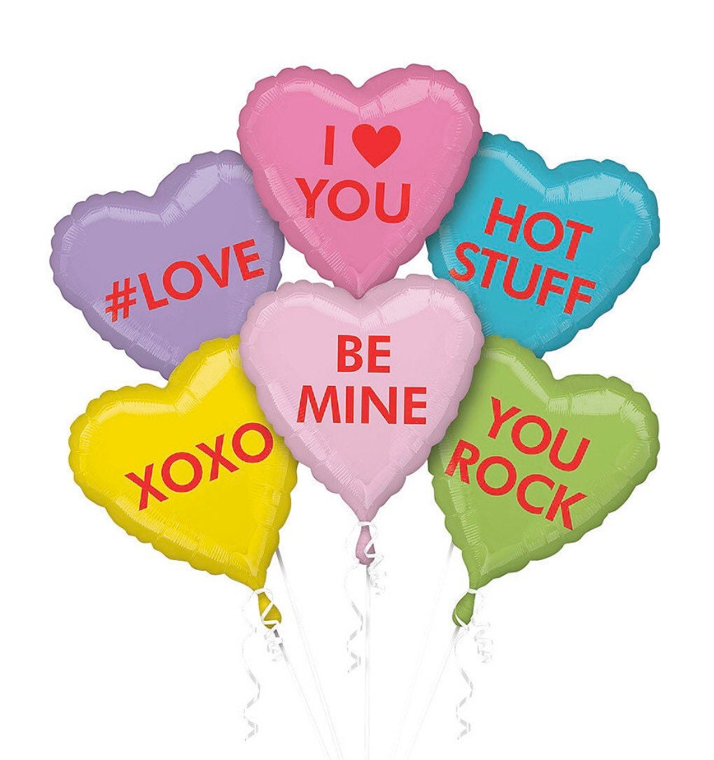 Conversation Hearts Balloon Bouquet Set of 6 Candy Heart - Etsy