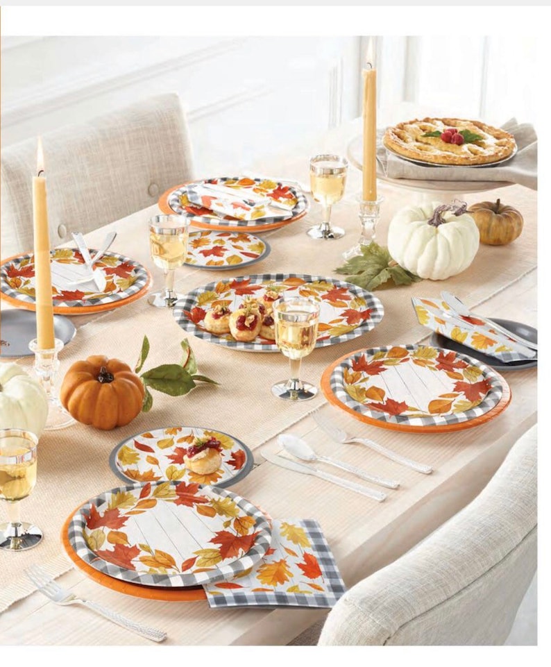 Falling Leaves 9 Dinner Plates Harvest Plates Fall Party - Etsy