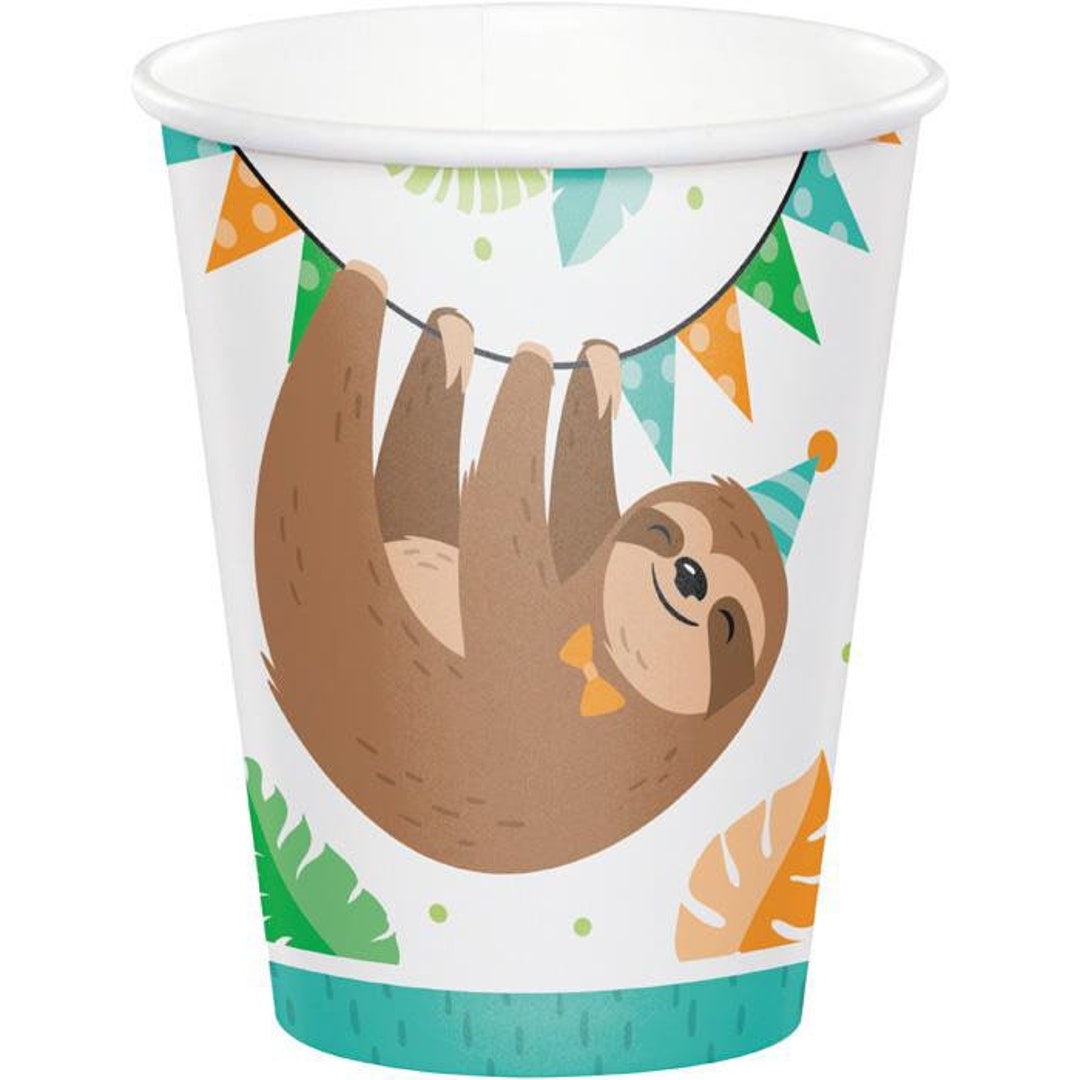 Sloth Party 9 Oz. Cups, Set of 8, Sloth Birthday - Etsy
