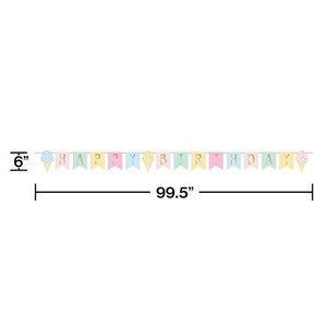 Pastel Ice Cream Cone Happy Birthday Banner, Over 8 Feet Long, Ice ...