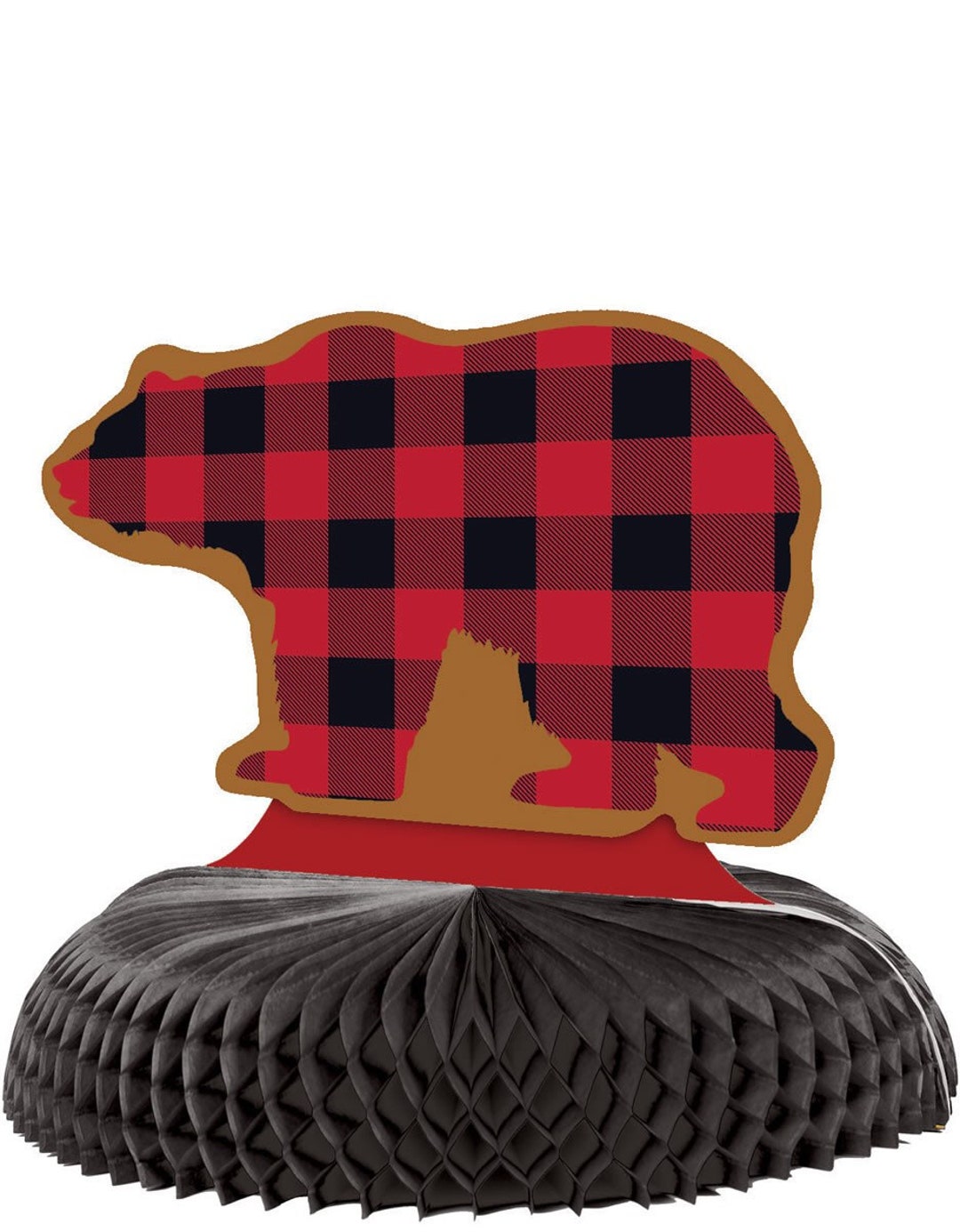Bear Buffalo Plaid Centerpiece, Woodland Party, Lumberjack Party - Etsy