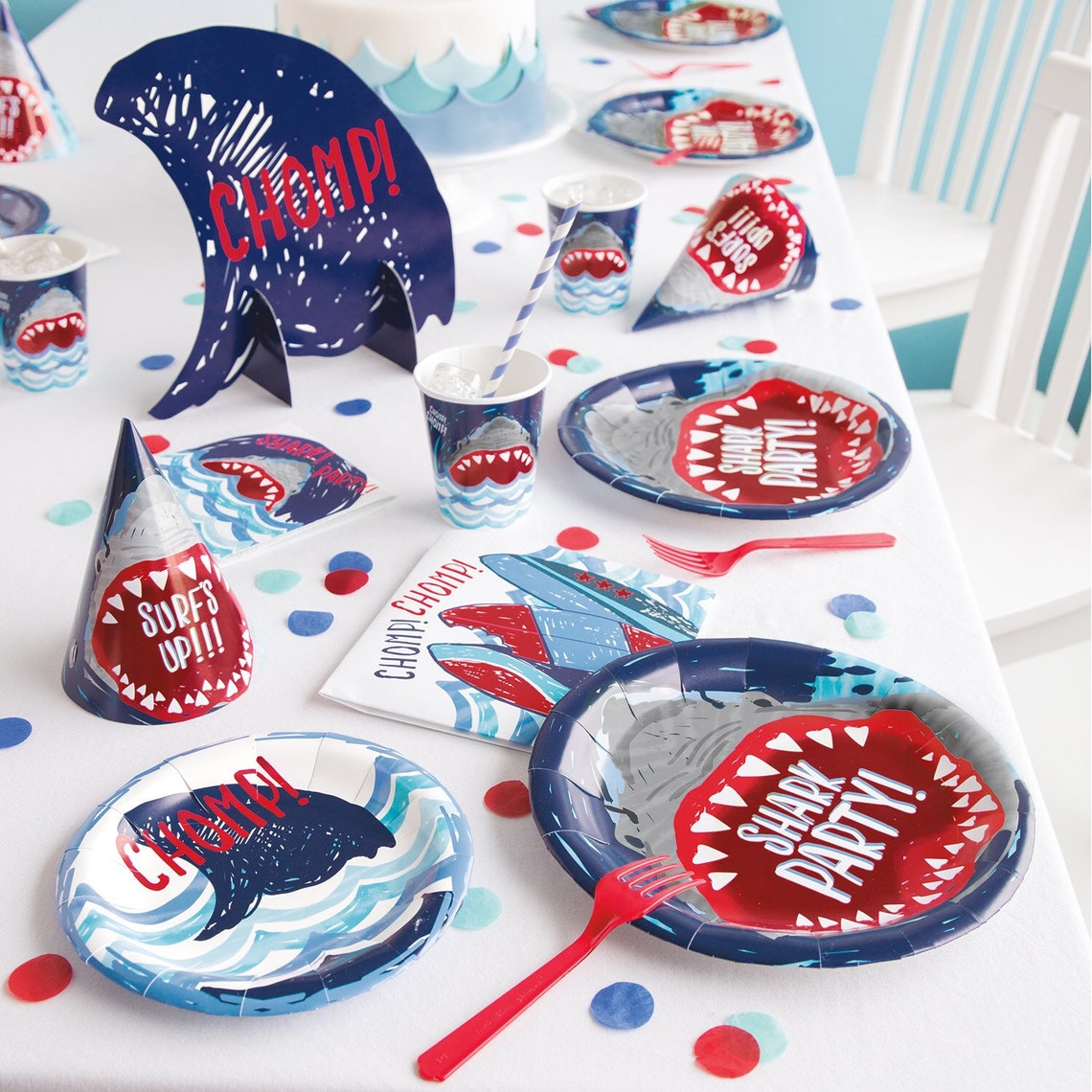 Shark Party Hats Set of 8 Shark Party Favors Boy Birthday | Etsy