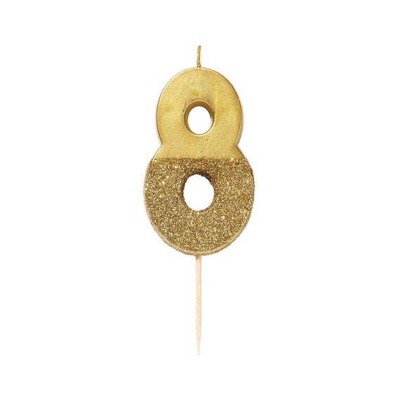 Gold Glitter Dipped 8 Candle Birthday Candle 8th Birthday | Etsy