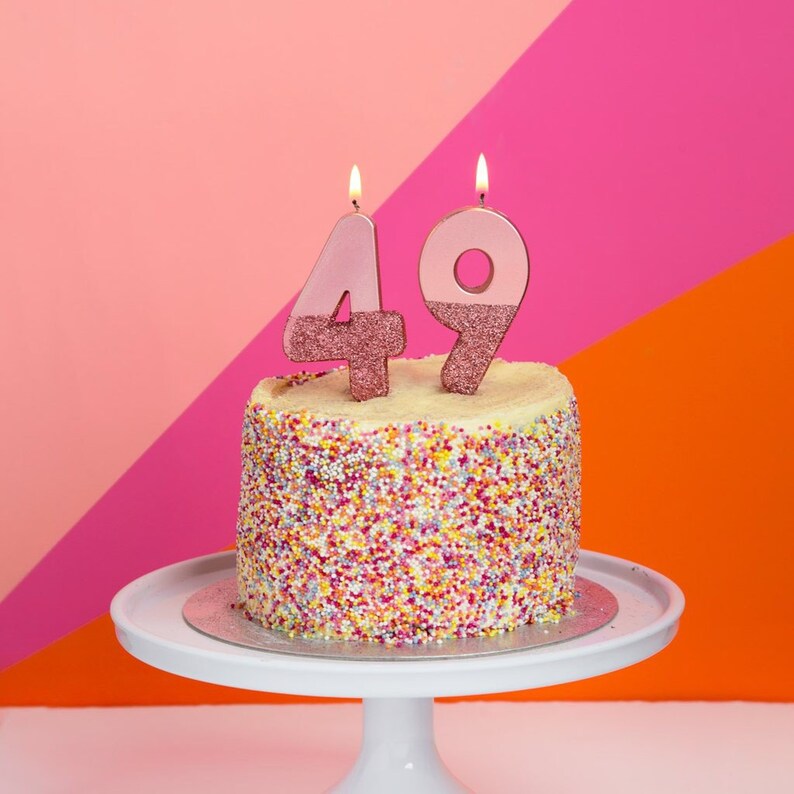Rose Gold Glitter Dipped Number Candle, Choose 0-9, Birthday Candle - Etsy
