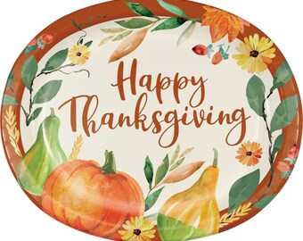 Watercolor Pumpkin Fall 9 Dinner Plates, Harvest Plates, Fall Party ...