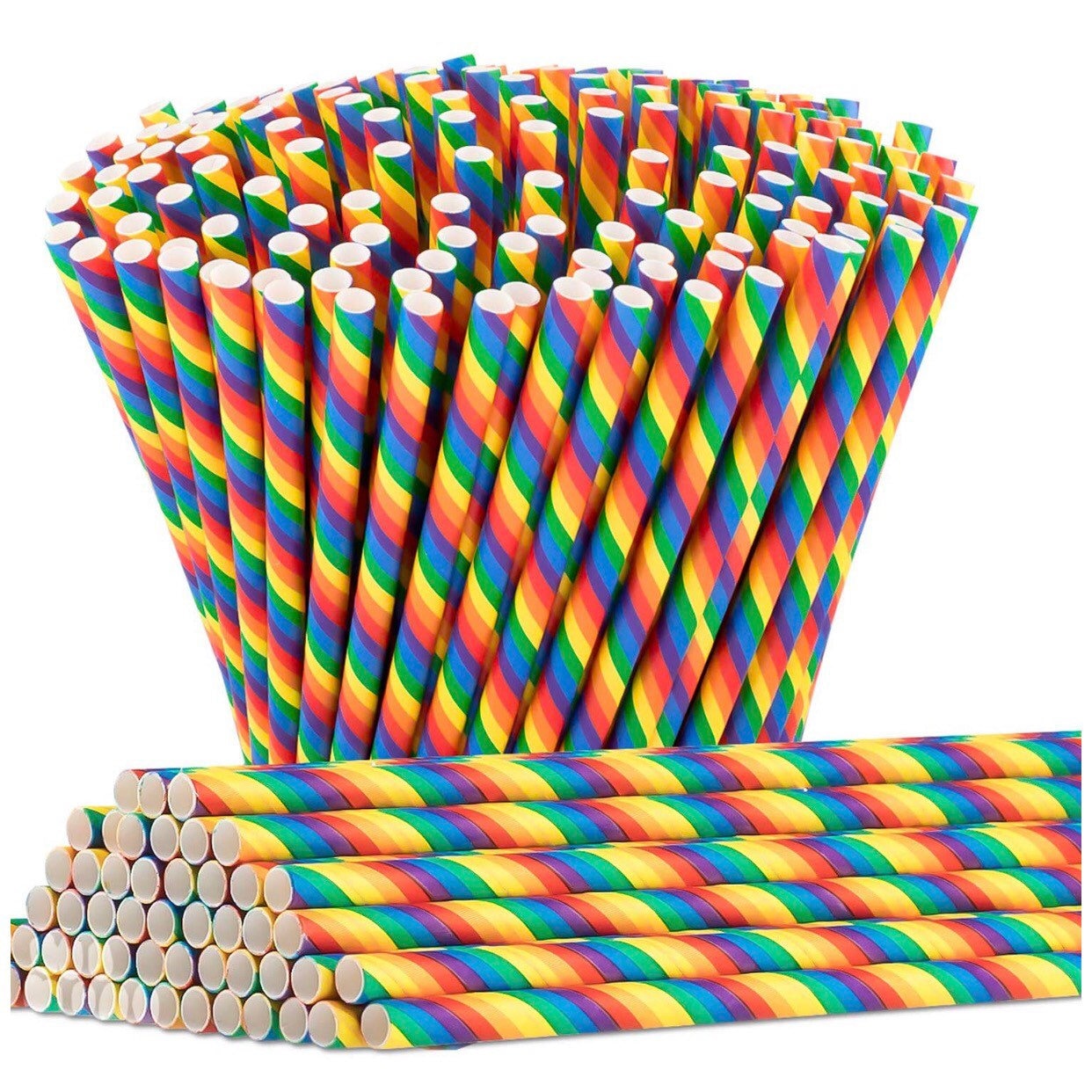 Rainbow Striped Paper Straws Rainbow Party Straws Rainbow | Etsy