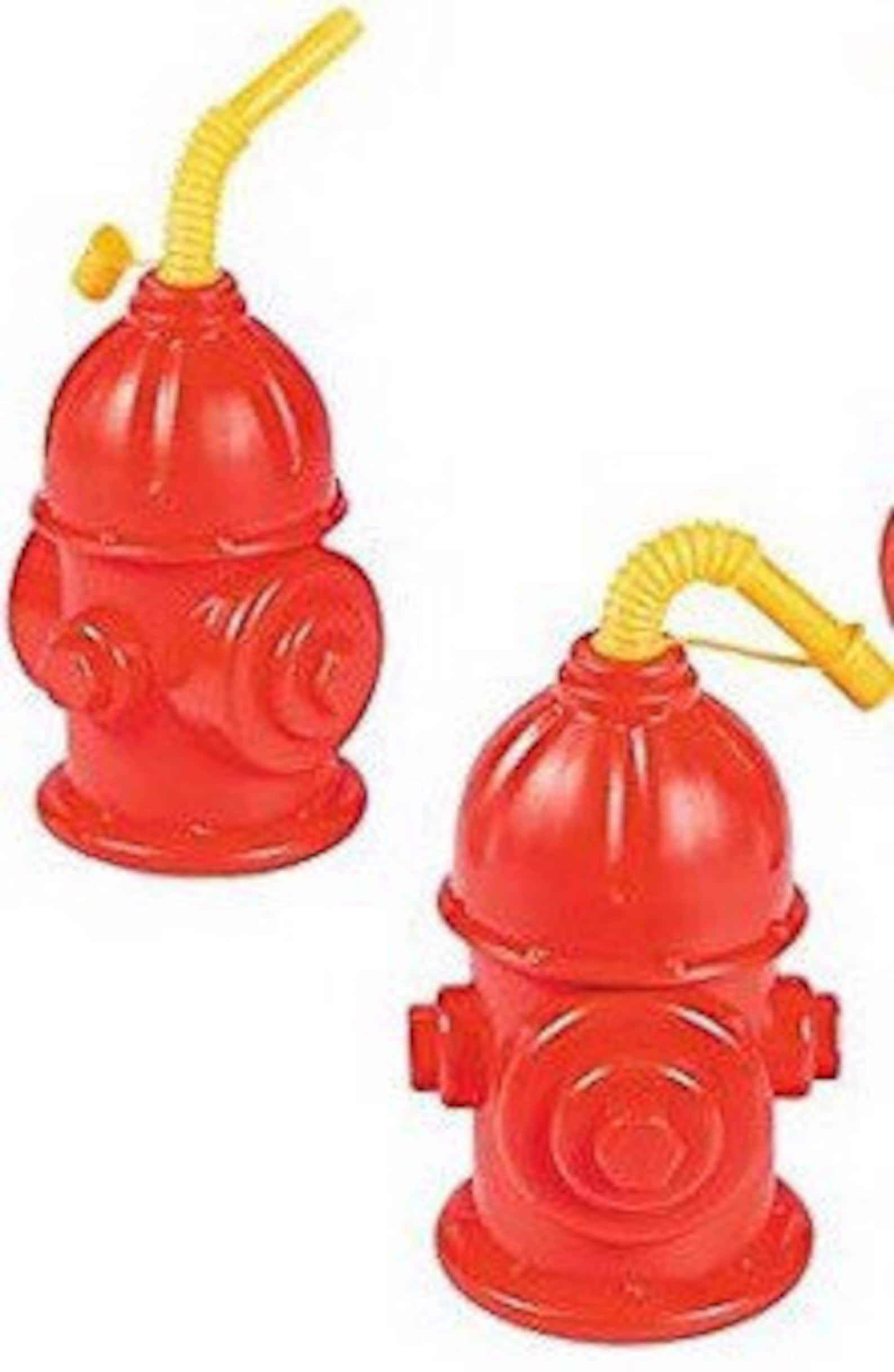 Fire Hydrant Plastic Cups With Straw, Fireman Party Favors, Fireman ...