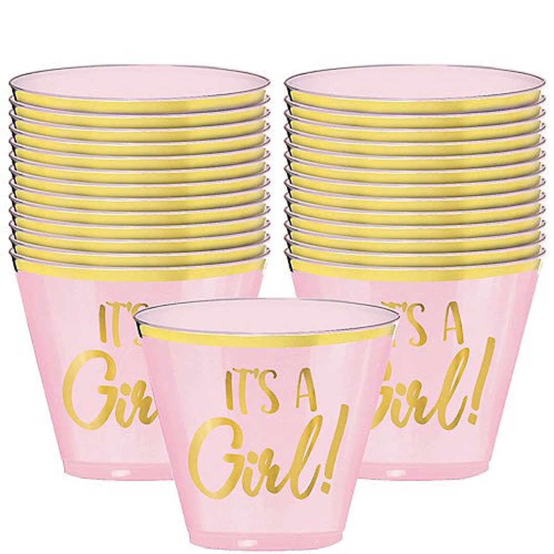 It’s A Girl Plastic Cups, 9oz, 30ct, OH Baby Girl Shower Cups ...