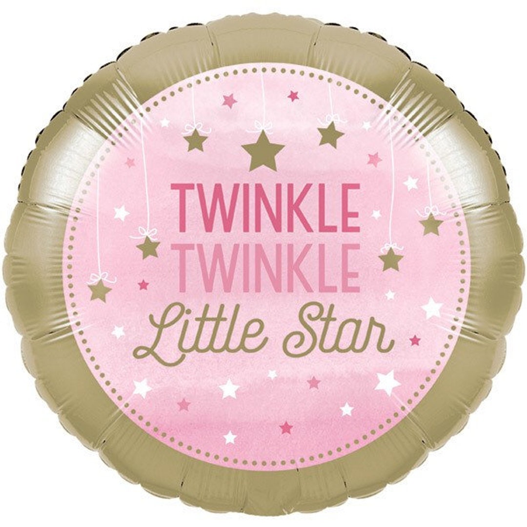 18" Twinkle Twinkle Little Star Balloon, Pink and Gold Baby Shower ...
