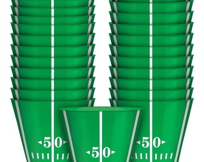 Football Field Plastic Cups, Set of 24 9 Oz. Cups, Football Party ...