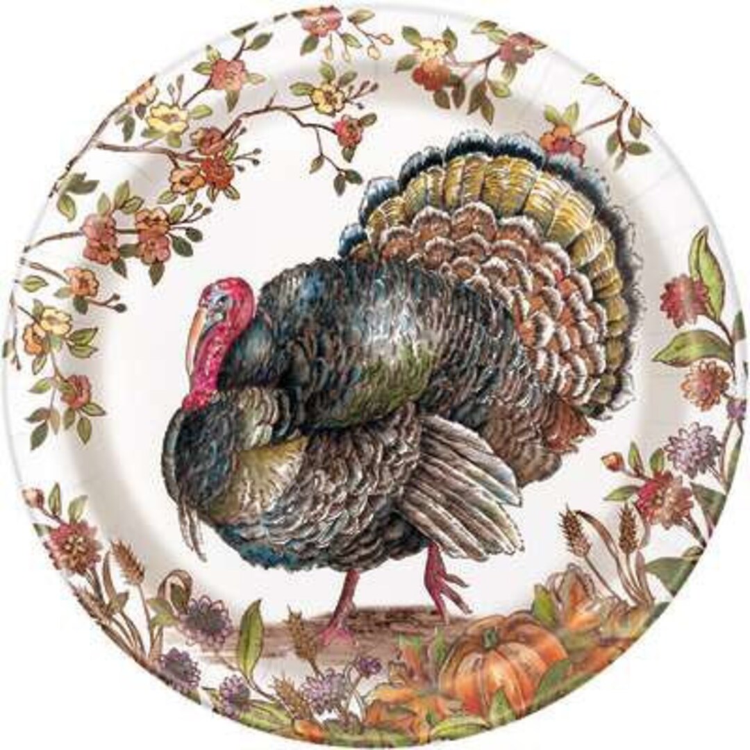 Plaid Turkey Dinner Plates, 9 Inch, Thanksgiving Table (set of 8) - Etsy