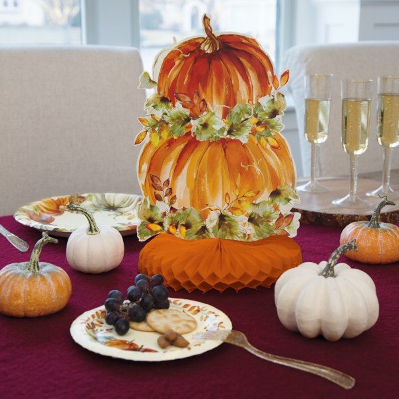 Watercolor Pumpkin Fall 14” Table Centerpiece, Harvest Table Decor ...