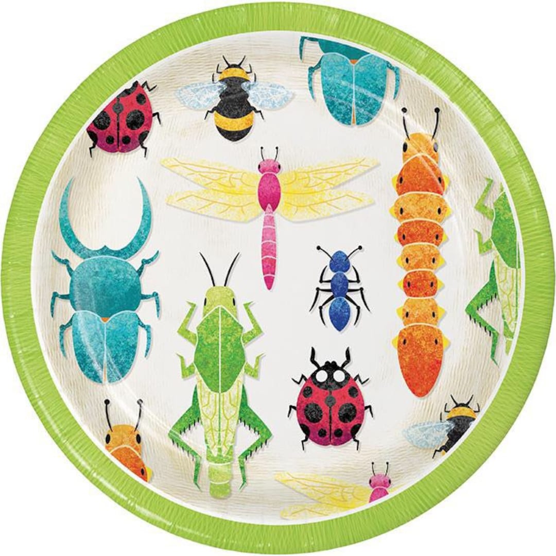 Birthday Bugs 7 Dessert Plates Set of 8 Bug Party Bug - Etsy
