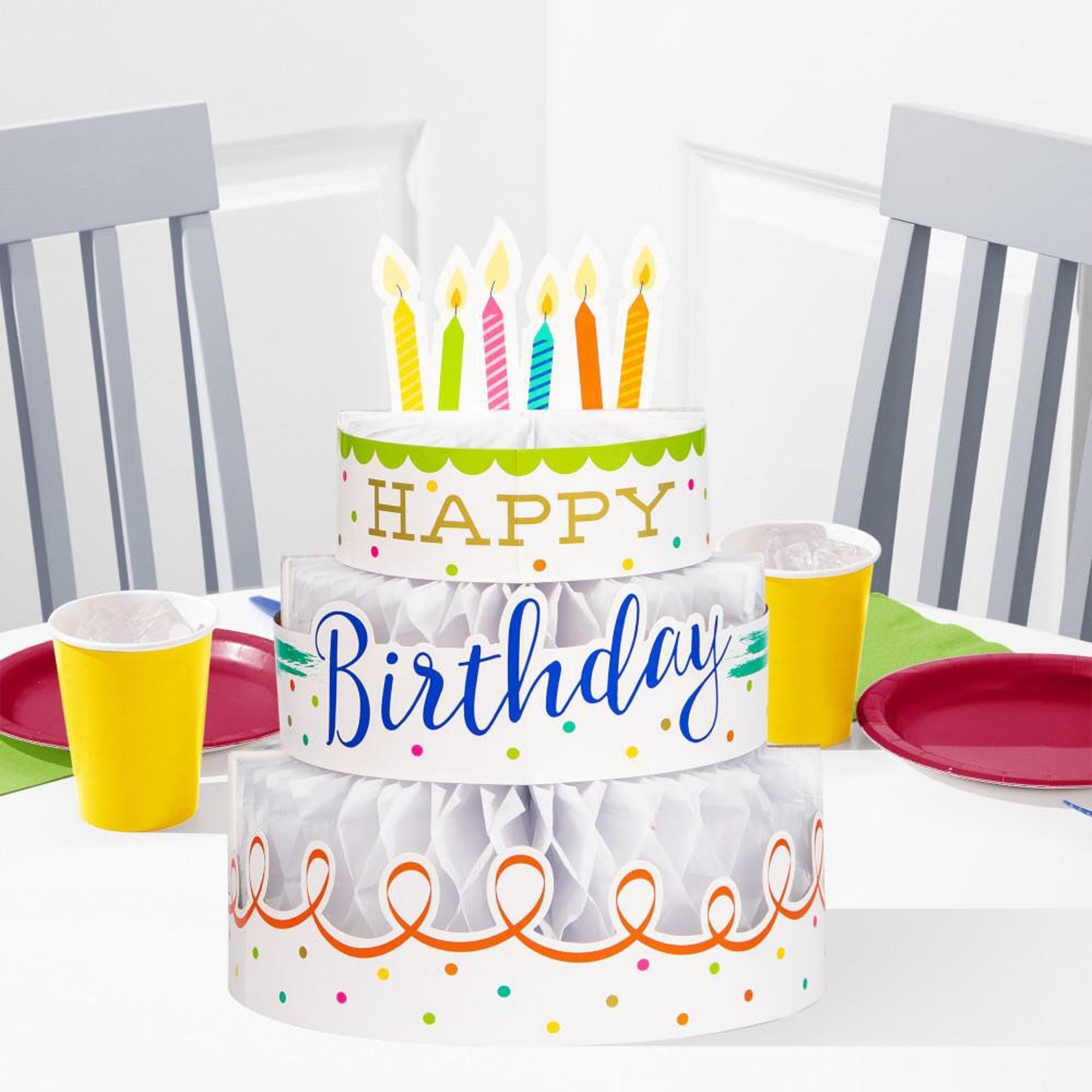 Happy Birthday Festive Cake Centerpiece, Birthday Table Decor - Etsy