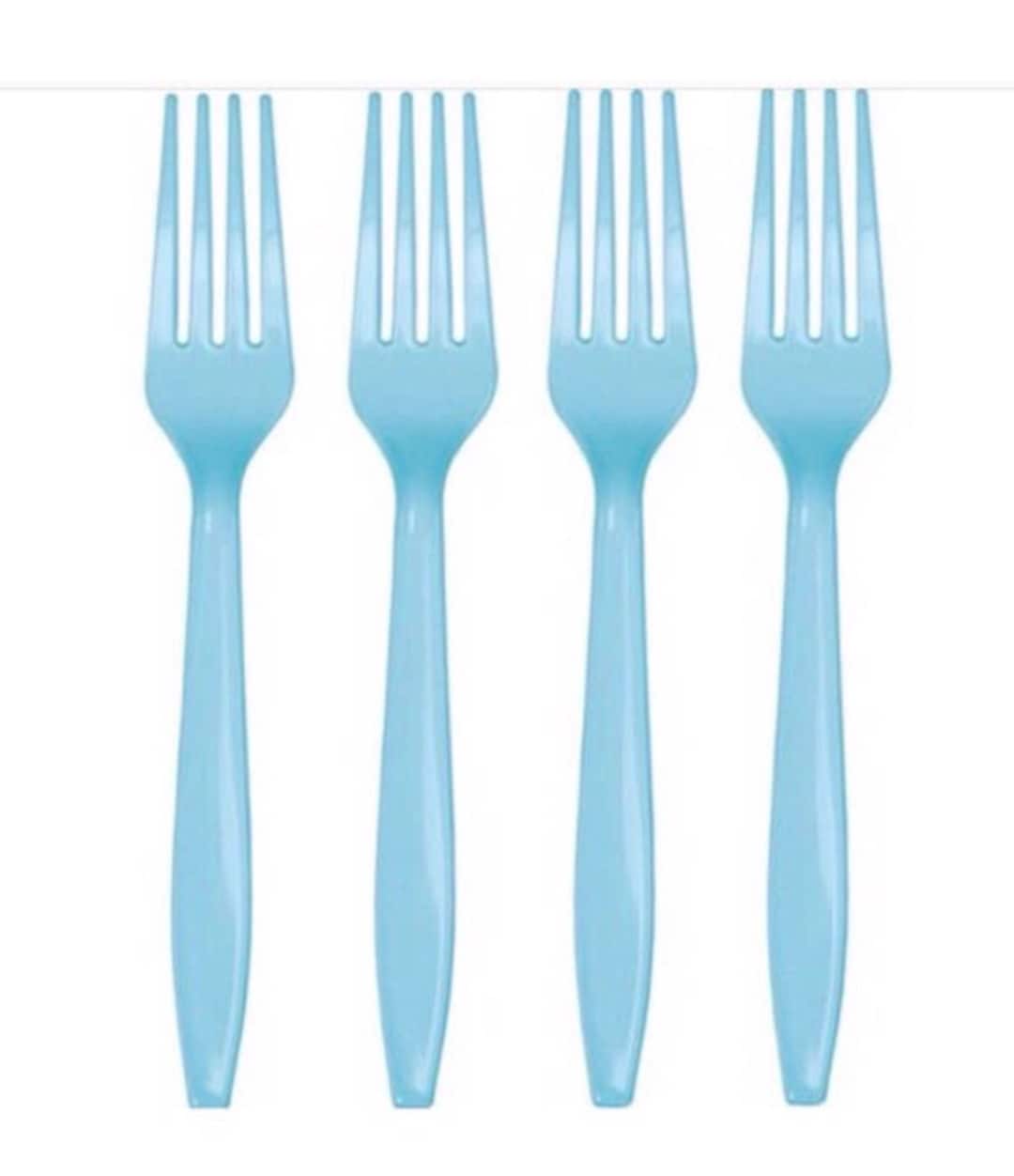 Pastel Blue Plastic Party Forks, Set of 12, Perfect for Gender Reveal ...