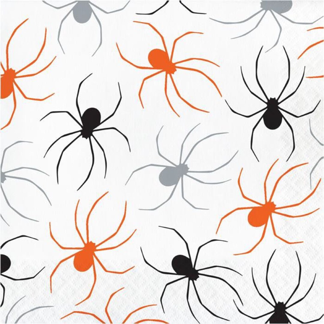 Black and Orange Spider Halloween Luncheon Napkins, Halloween Party ...