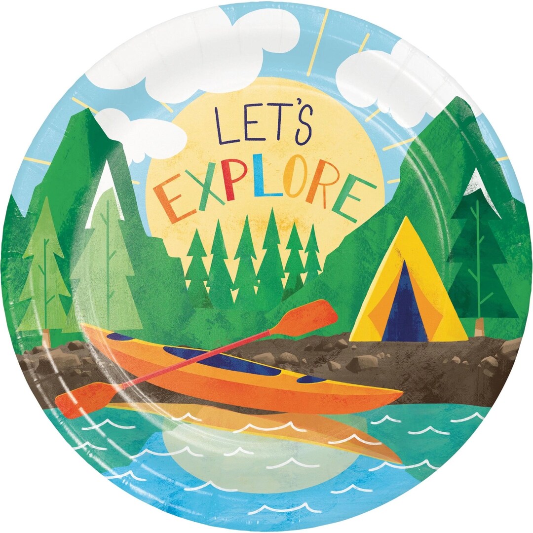 Outdoor Adventure Dessert Plates, Set of 8, Outdoor Adventure Birthday ...