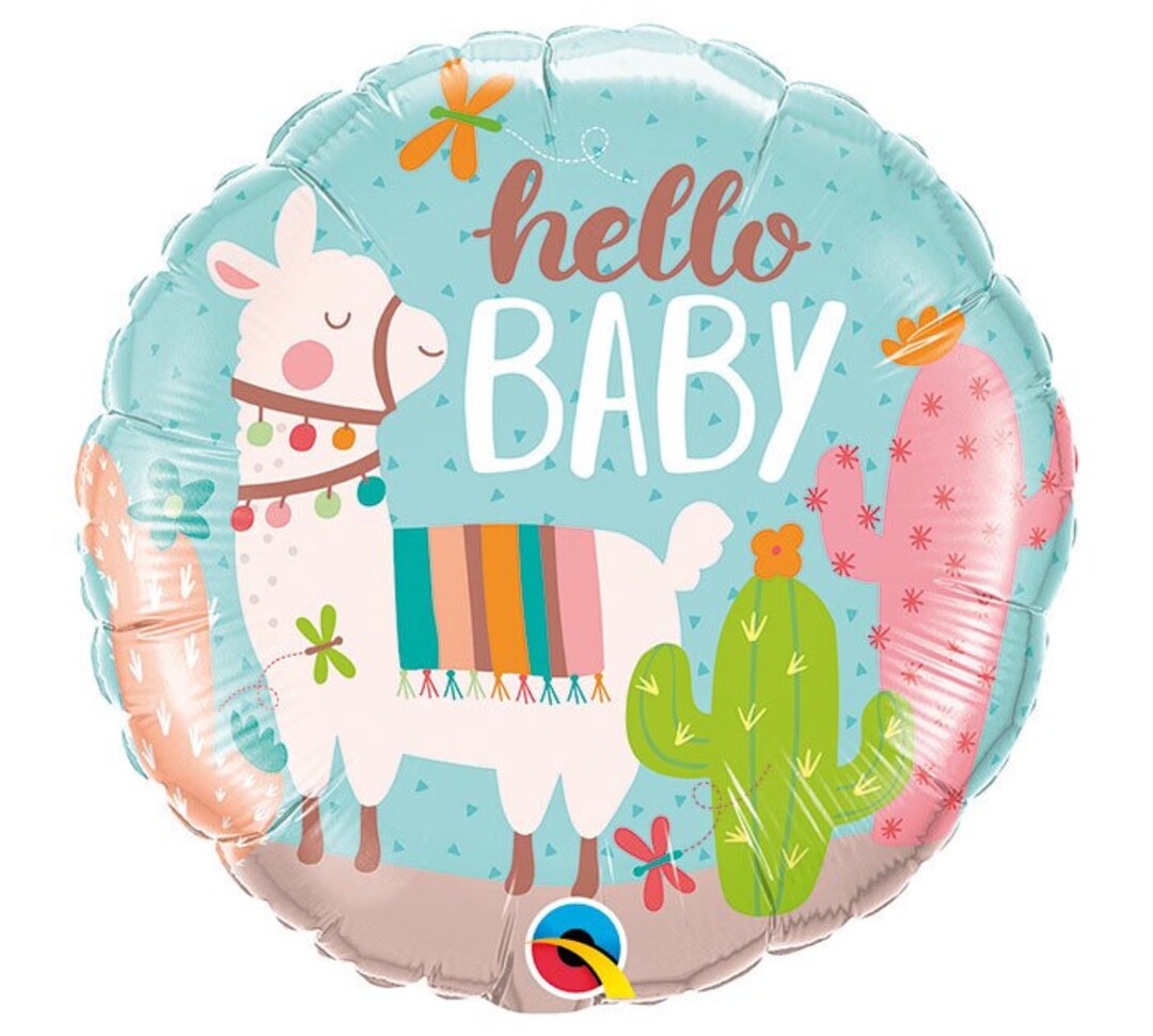 CLOSEOUT!! 50% OFF Llama Hello Baby Balloon, 18 Inch Foil Holographic ...