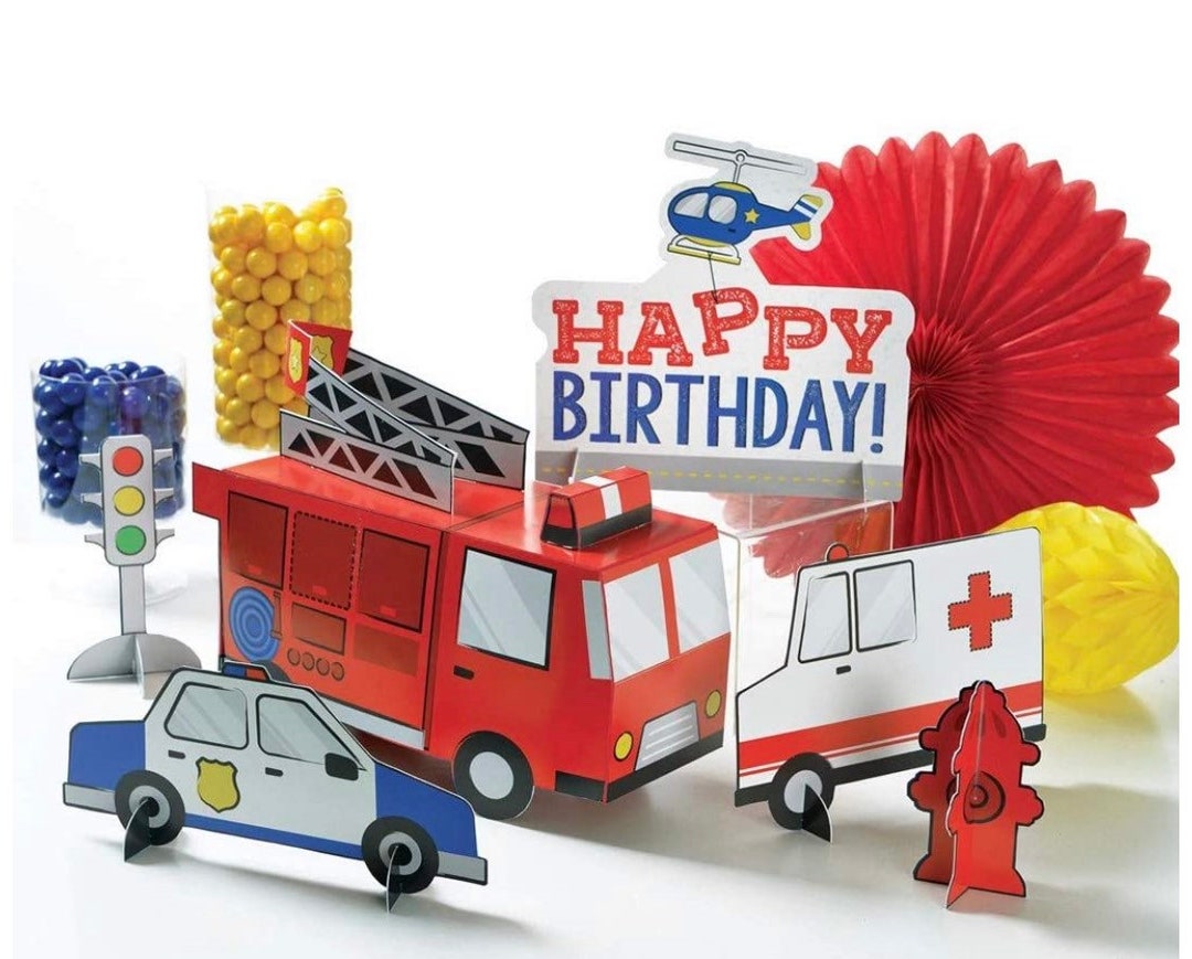 Centerpiece Table Decorating Kit, First Responders Theme, 6 Piece Set ...