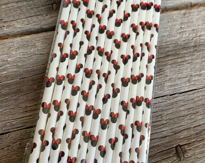 Minnie Mouse Inspired Straws Available in Sets of 25 Minnie - Etsy