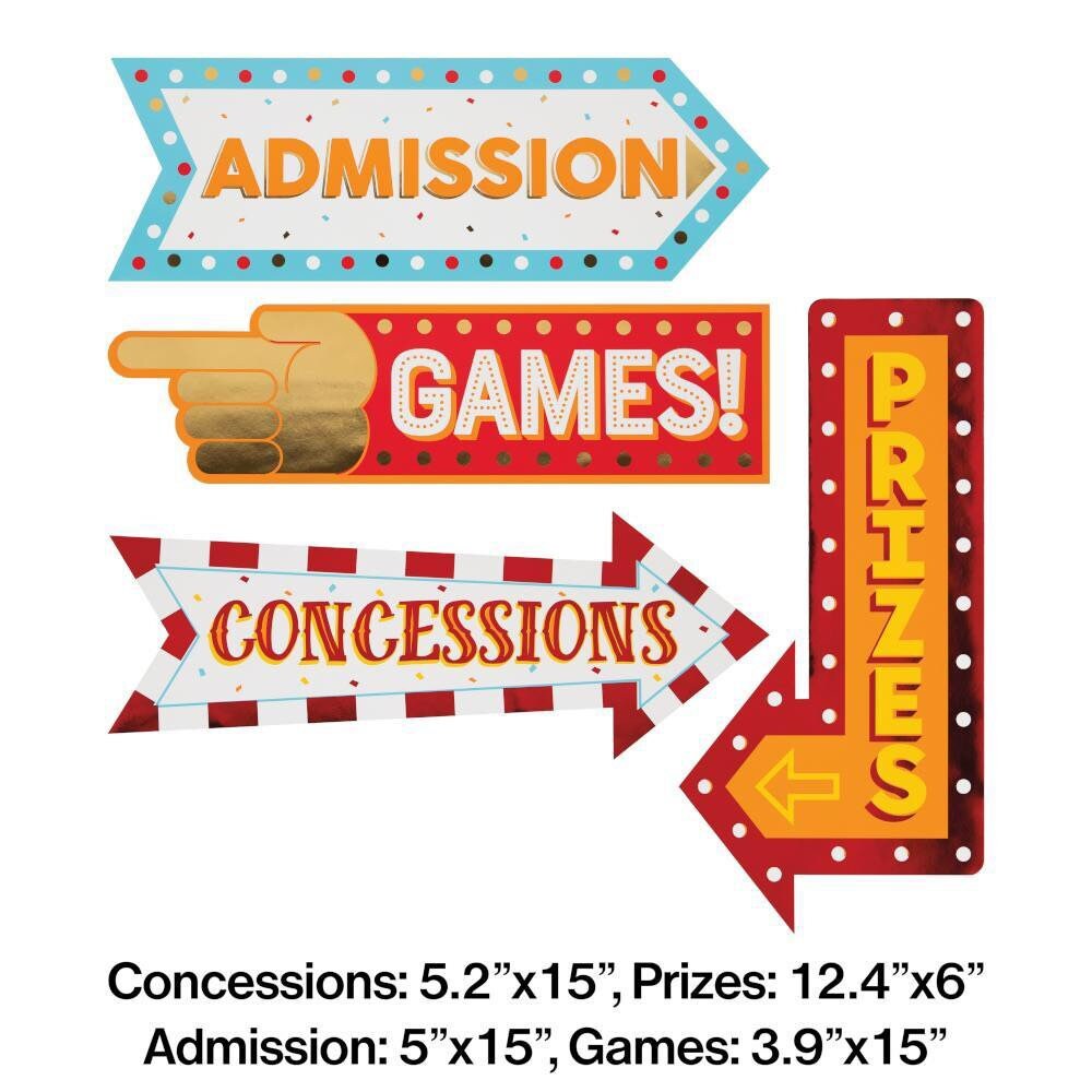 Circus Carnival Foil Signs Set of 4 Circus Themed Birthday | Etsy