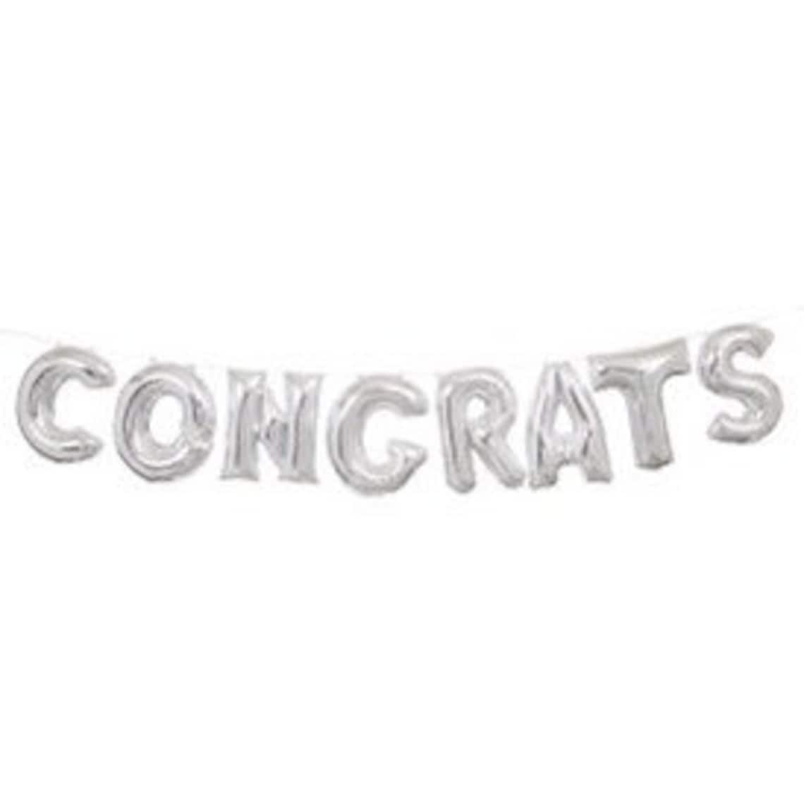 Congrats Silver Balloon Banner Graduation Party Decor Silver | Etsy