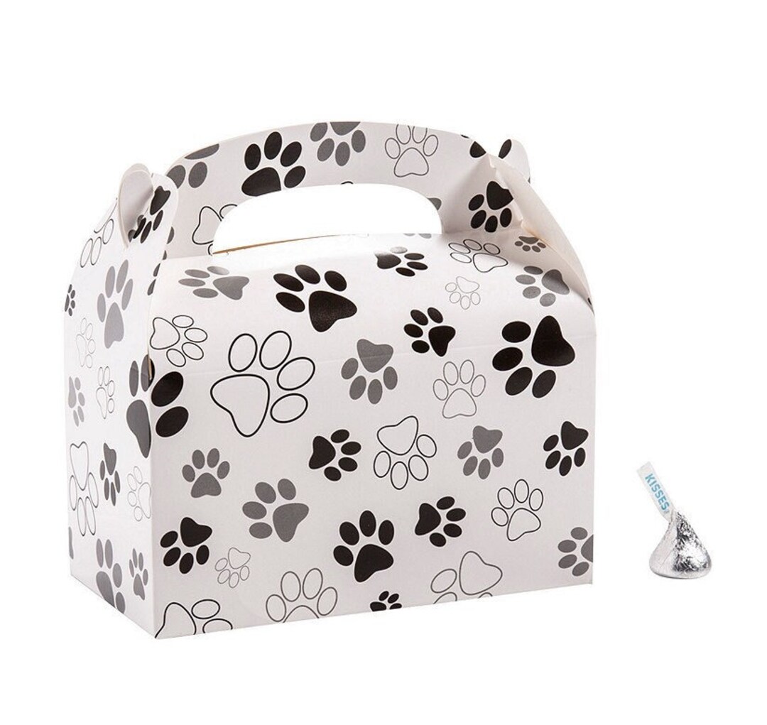 Paw Print Treat Box, Set of 12, Paw Print Gift Box, Dog or Cat Party ...