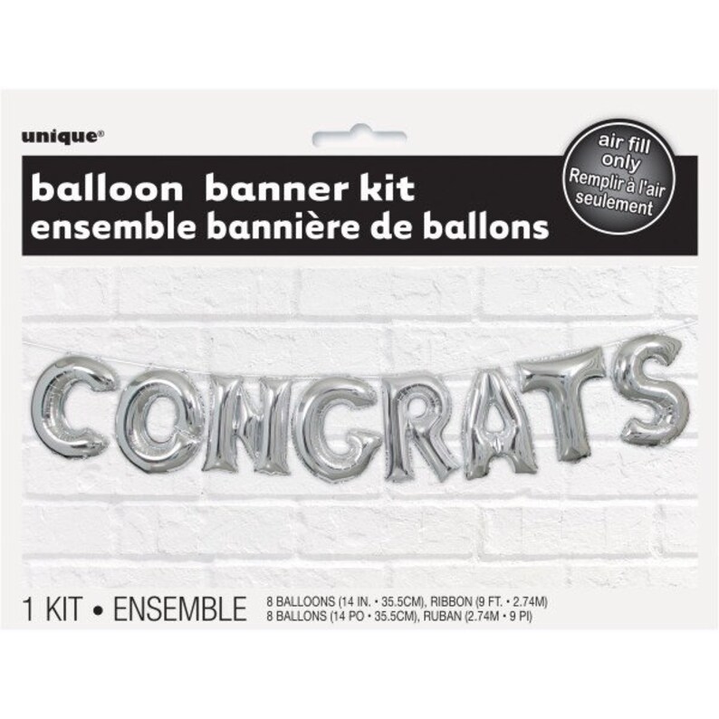 Congrats Silver Balloon Banner Graduation Party Decor Silver - Etsy