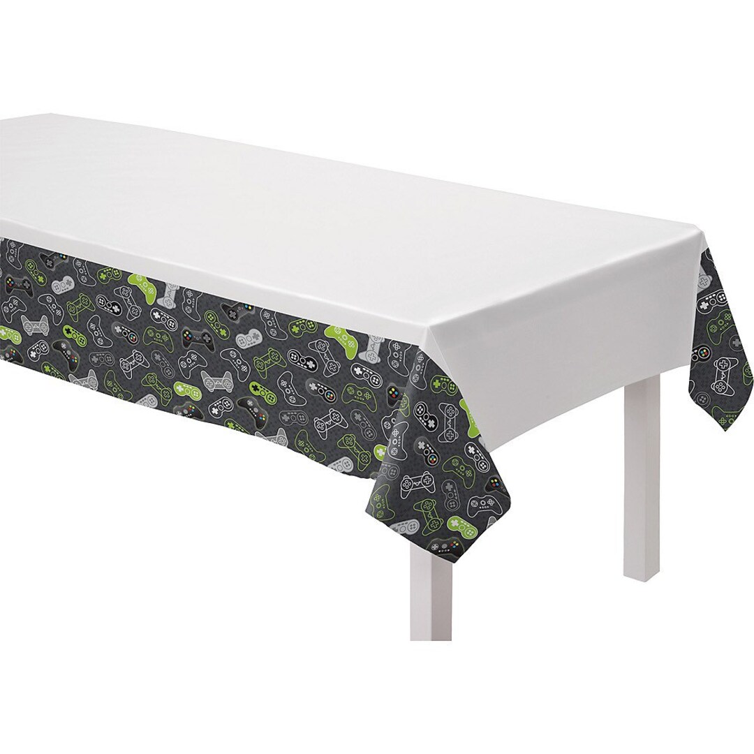 Level up Rectangular Paper Table Cover- 1 P, 96”x54”, Gamers Birthday ...