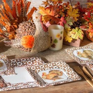 Turkey Square 10” Dinner Plates, Harvest Plates, Fall Party, Autumn ...
